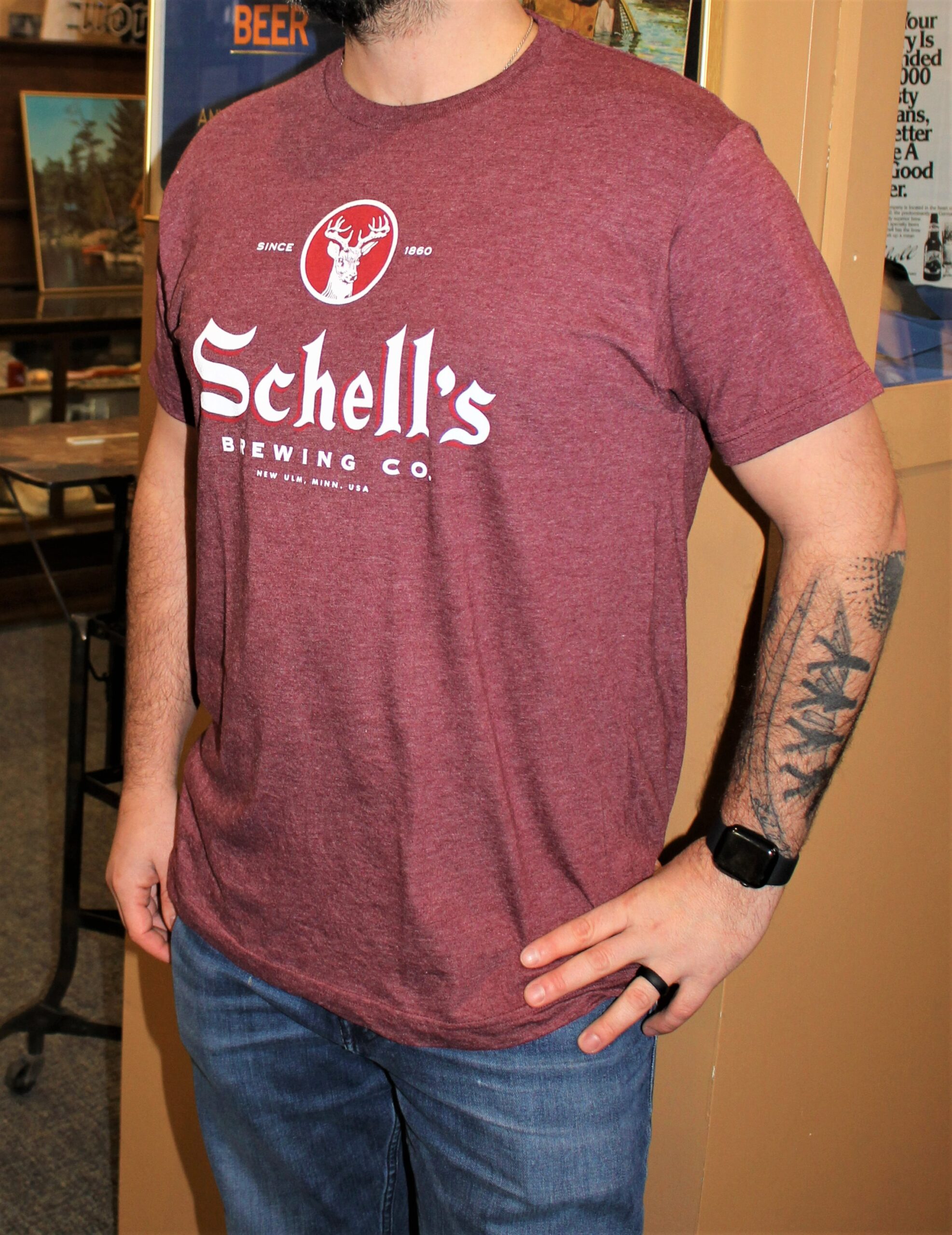 Schell’s Maroon Logo Tee | Schell’s Brewery Online Shop